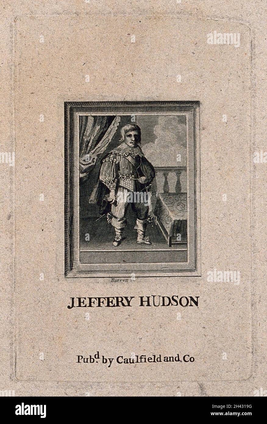 Jeffery Hudson, a dwarf. Line engraving Stock Photo - Alamy