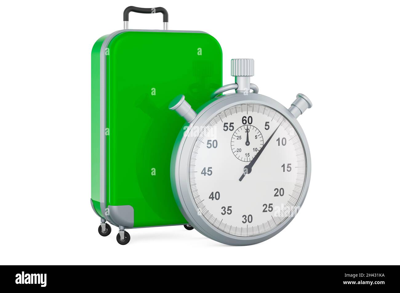 Suitcase with stopwatch, 3D rendering isolated on white background ...