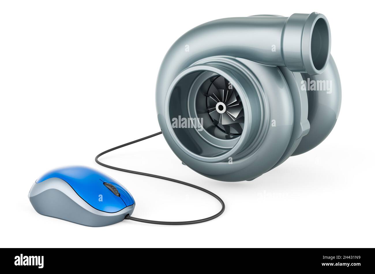Turbocharger with computer mouse. 3D rendering isolated on white ...