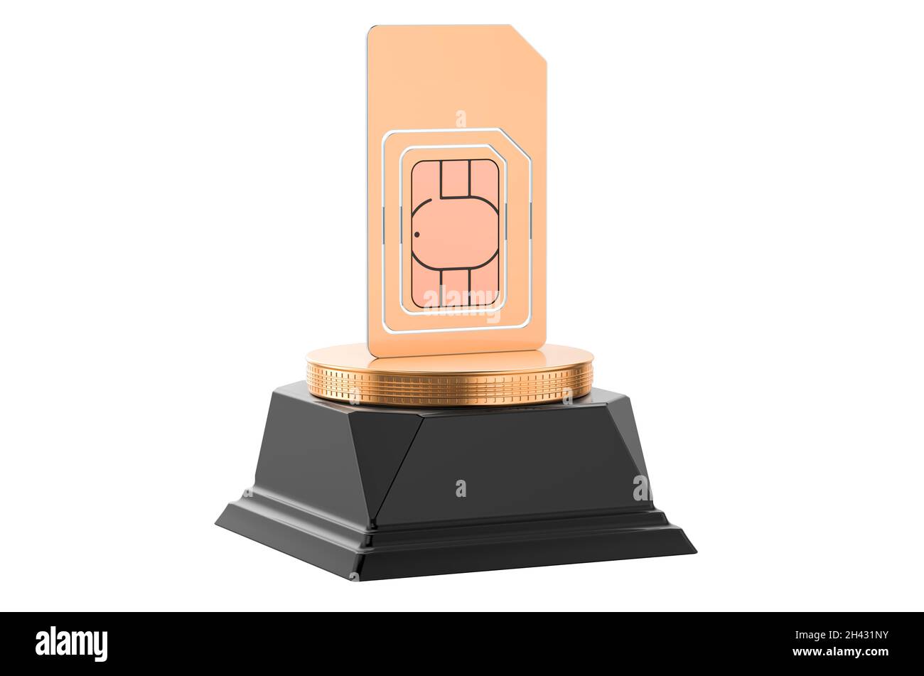 Sim card golden award concept. 3D rendering isolated on white ...