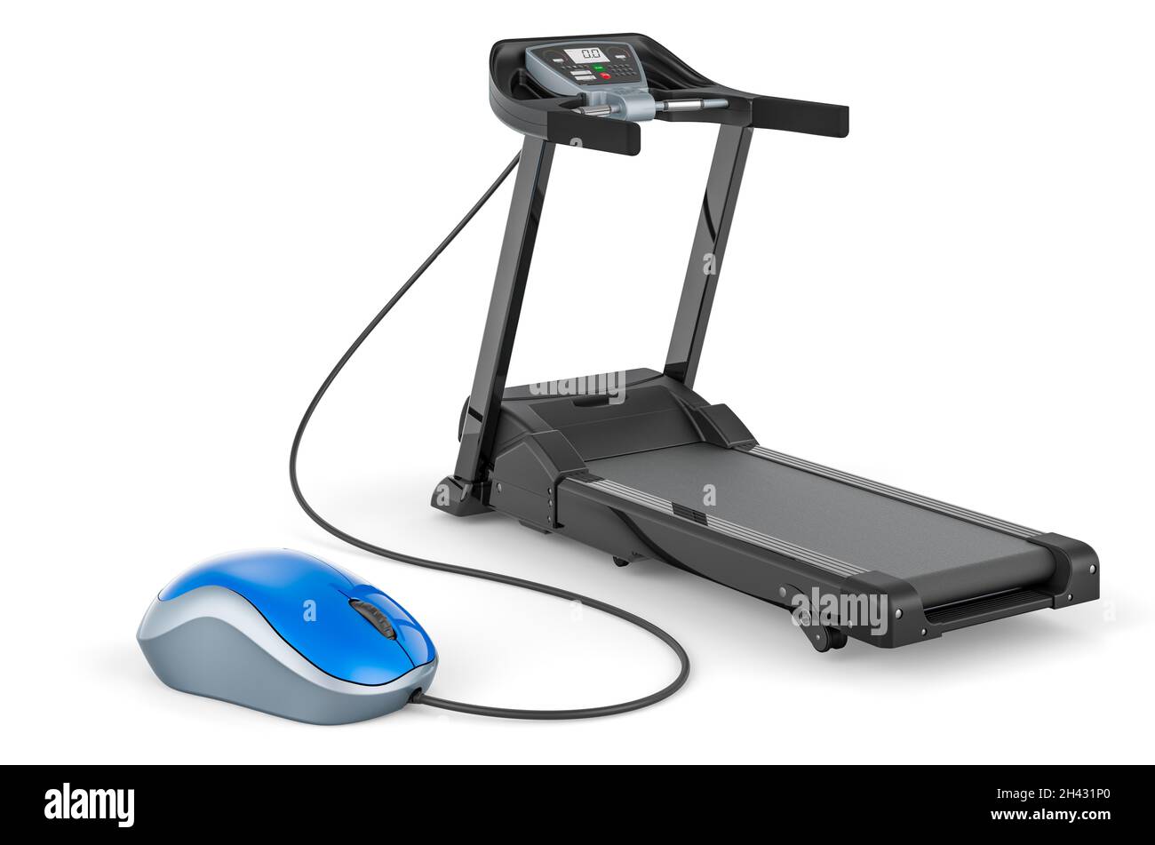Treadmill with computer mouse. 3D rendering isolated on white ...