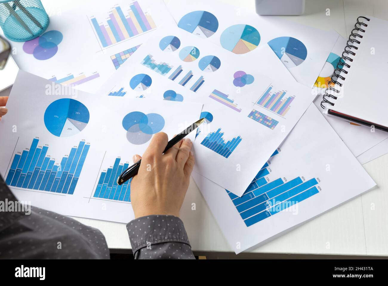 Statistical reports, analysis on paper. Many business financial growth ...
