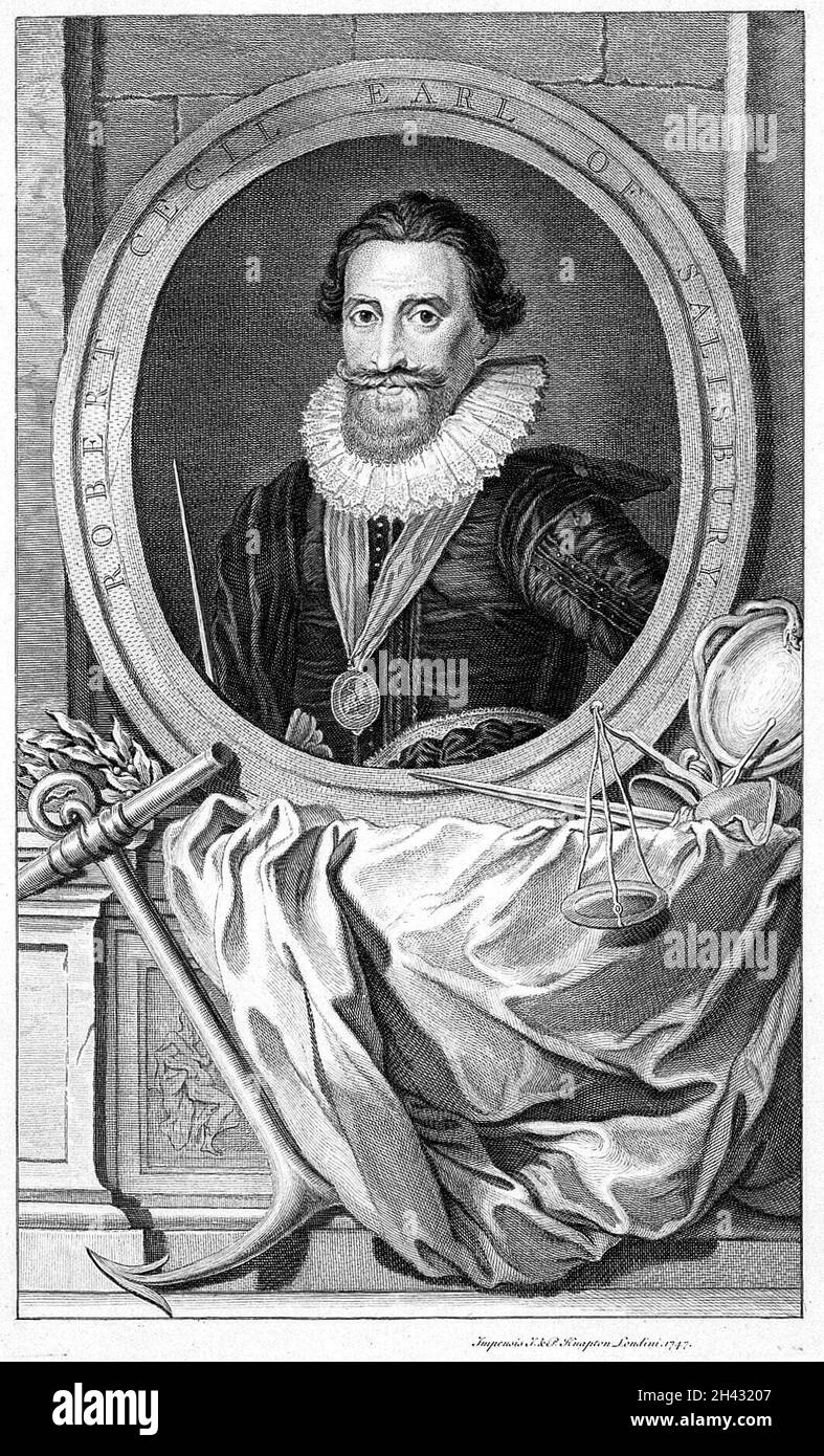 Robert Cecil, 1st Earl of Salisbury (1563?-1612). Engraving by Jacobus ...