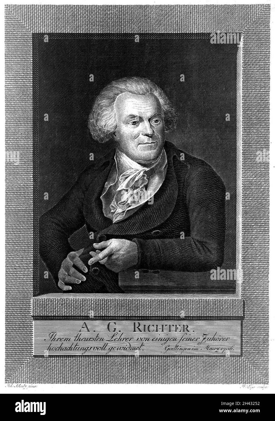 August Gottlieb Richter. Line engraving by J. H. Lips, 1796, after J ...