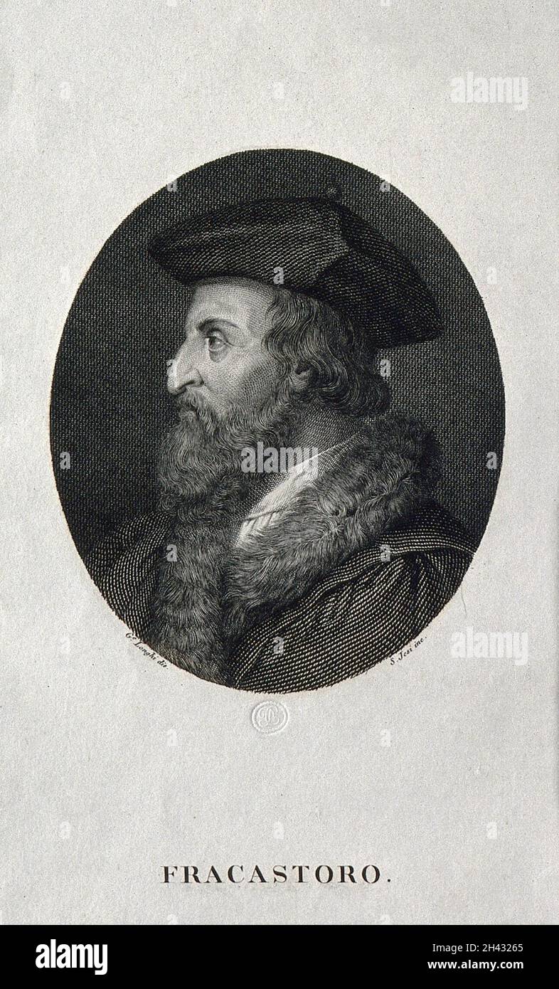 Hieronymus Fracastorius. Line engraving by S. Jesi after G. Longhi ...
