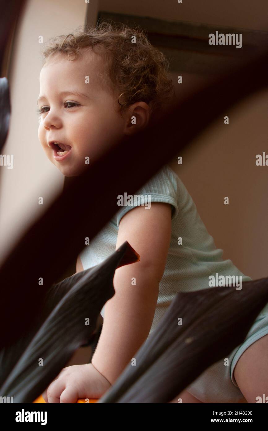 happy baby portrait with natural light Stock Photo - Alamy