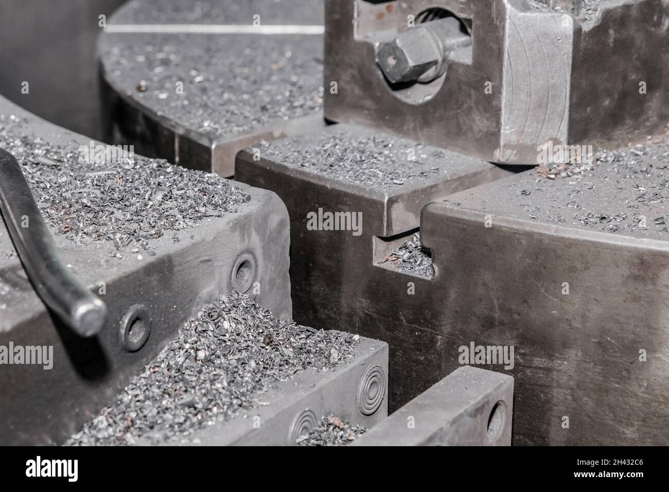 Part of the milling old machine equipment and tools for metalworking ...