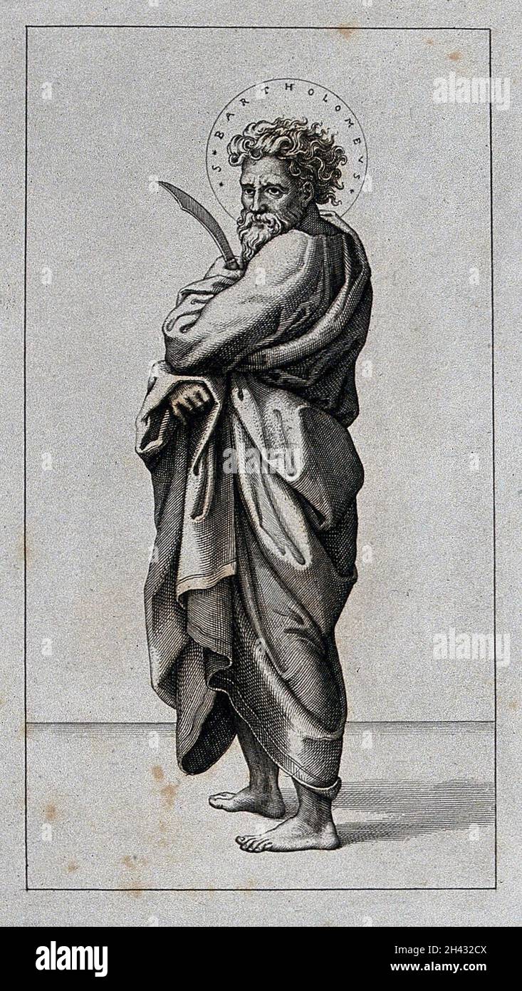 Saint Bartholomew. Line engraving Stock Photo - Alamy