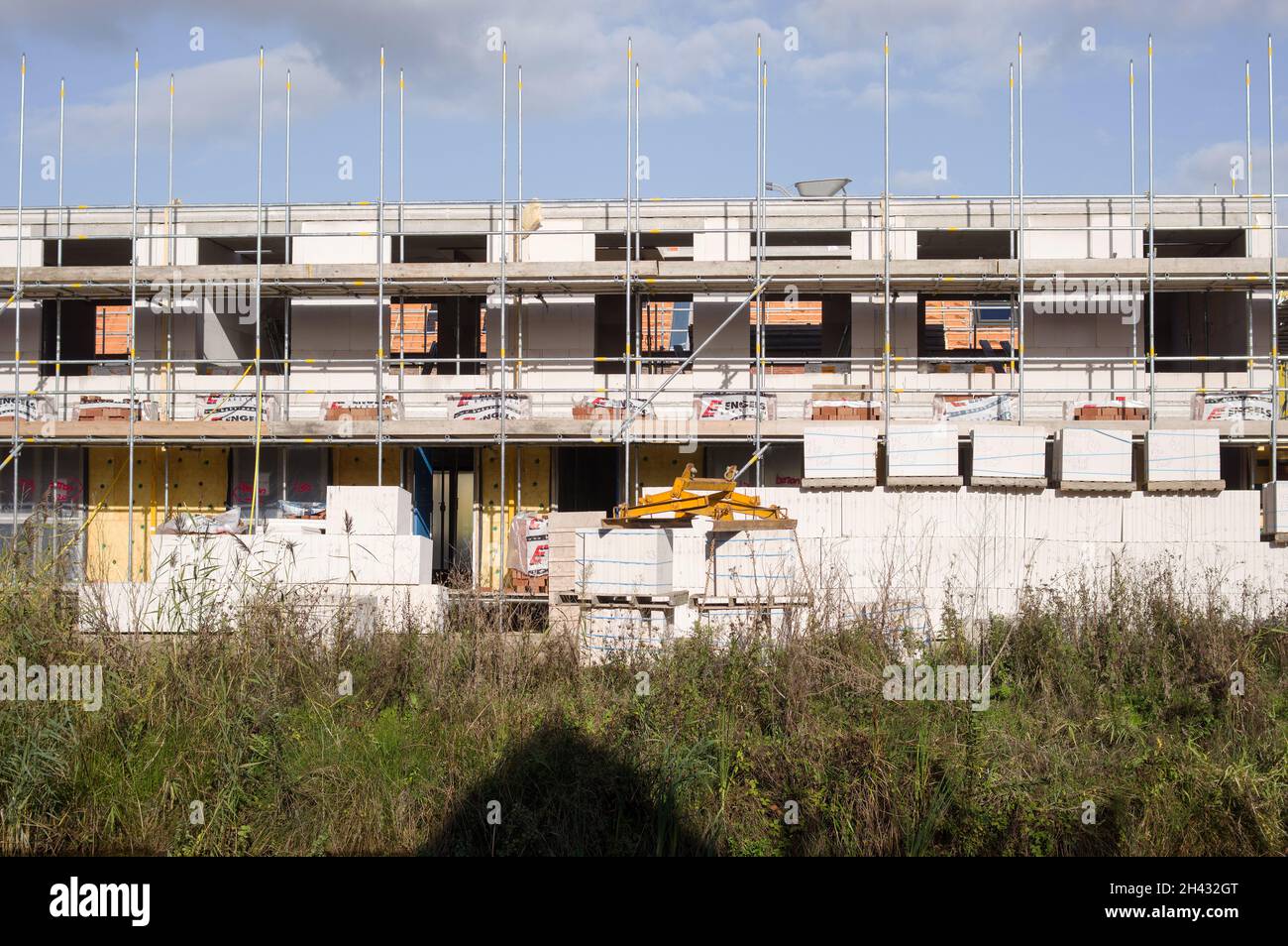 Arnhem, Netherlands - October 16, 2021: Closeup of scaffolding of a ...