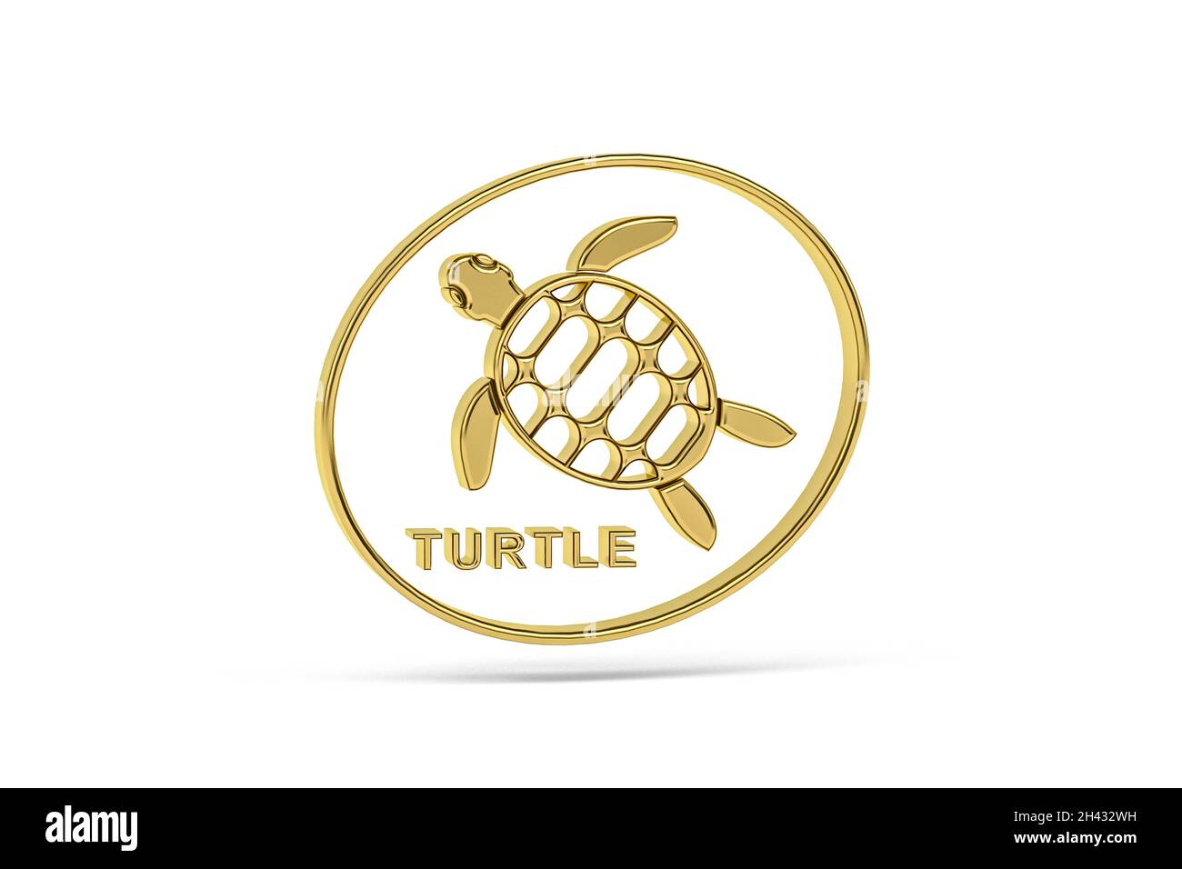 Golden 3d turtle icon isolated on white background - 3D render Stock ...
