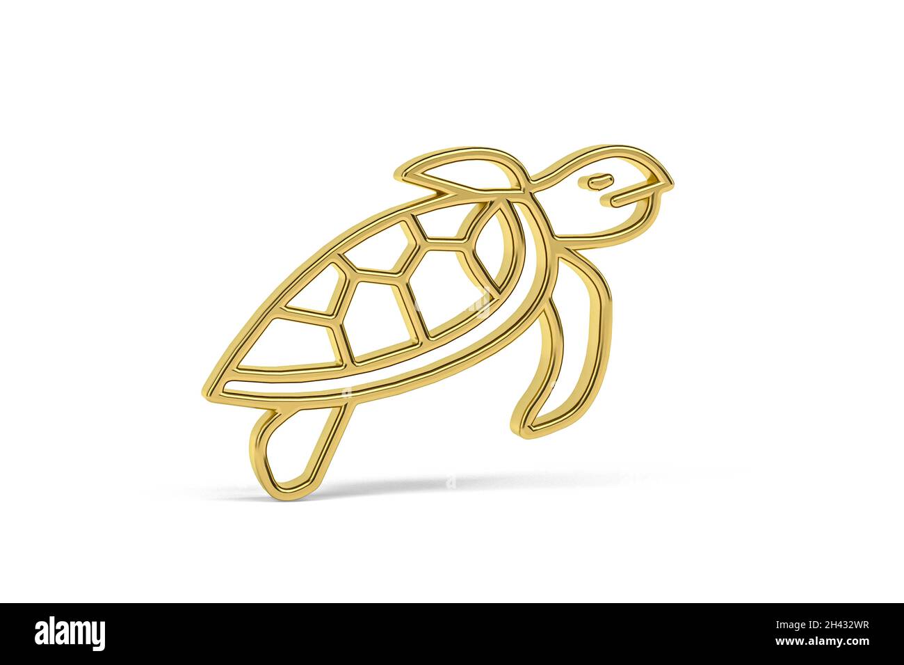 Golden 3d turtle icon isolated on white background - 3D render Stock ...