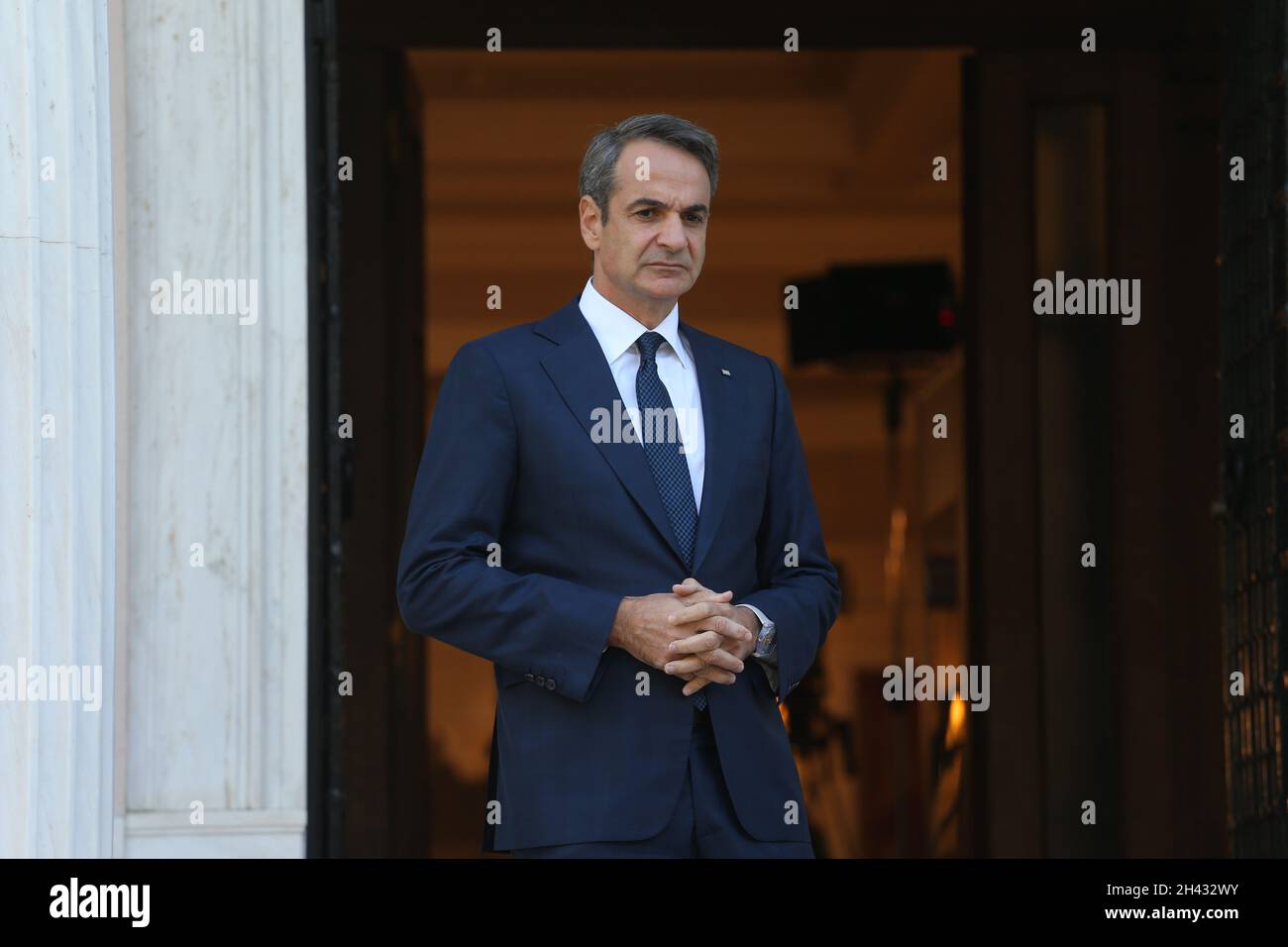Greece's Prime Minister Kyriakos Mitsotakis at Maximos Mansion in ...