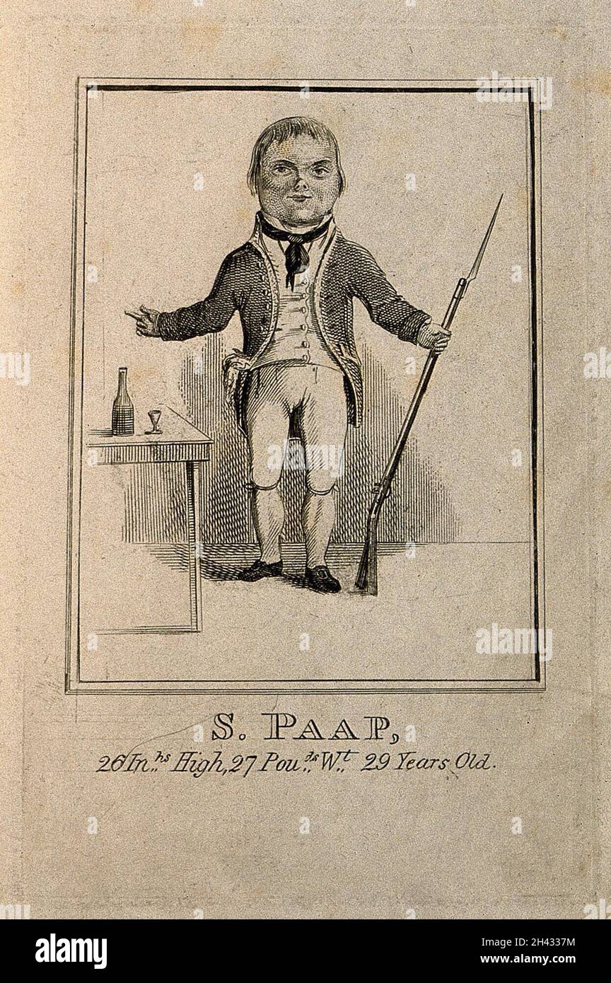 Simon Paap, a dwarf. Engraving Stock Photo - Alamy