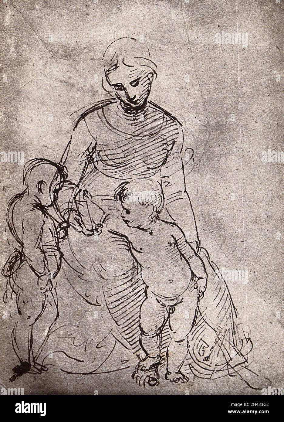 Saint Mary (the Blessed Virgin) holding a goldfinch with the Christ ...