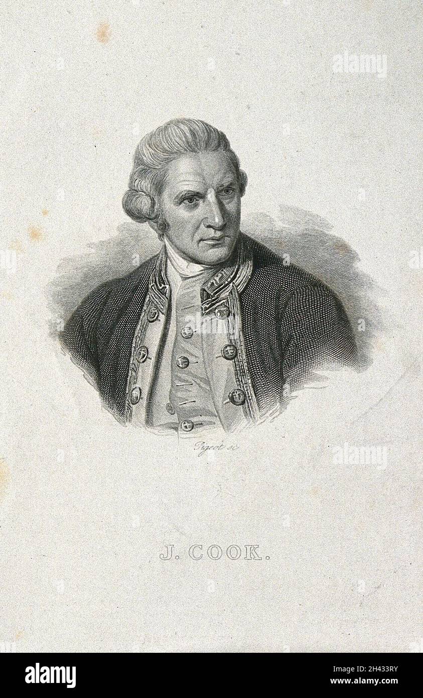 James Cook. Line engraving by F. Pigeot after Sir N. Dance-Holland ...