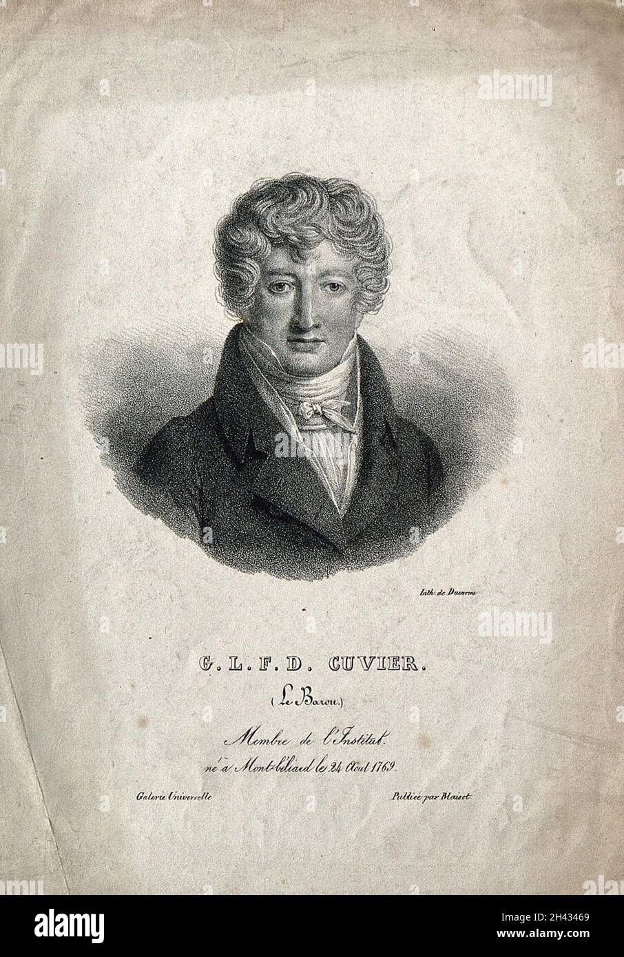 Georges-Léopold-Chrétien-Frédéric-Dagobert, Baron Cuvier. Lithograph by ...