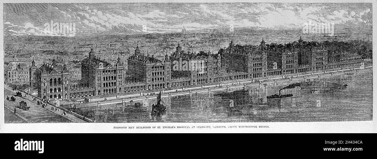 Proposed buildings for St. Thomas's Hospital, London, 1865 Stock Photo ...