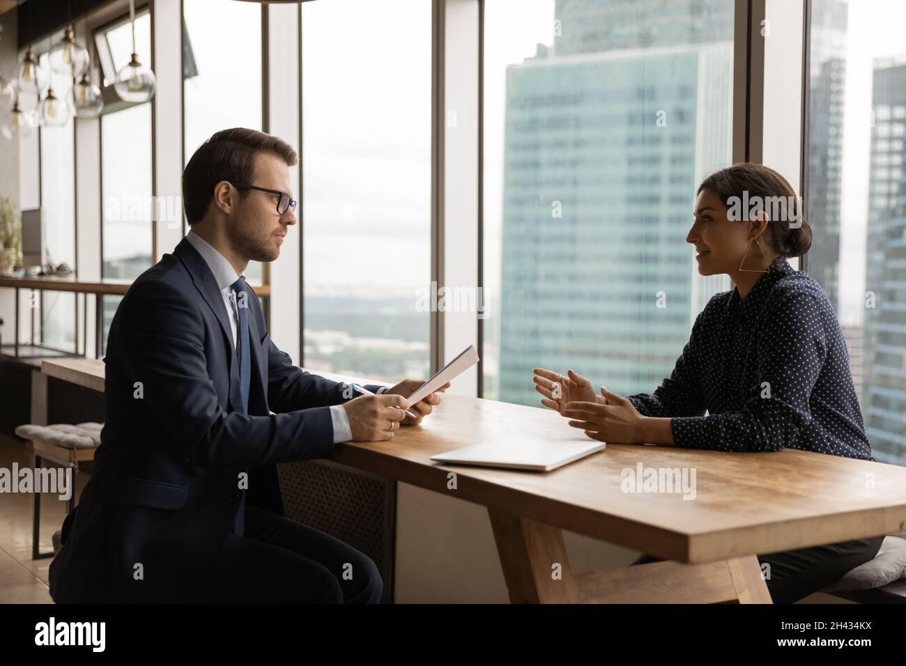 Office asian woman serious interview hi-res stock photography and ...