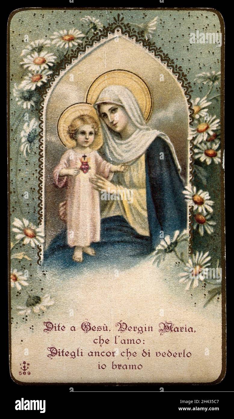 Saint Mary (the Blessed Virgin) with the Christ Child. Colour ...