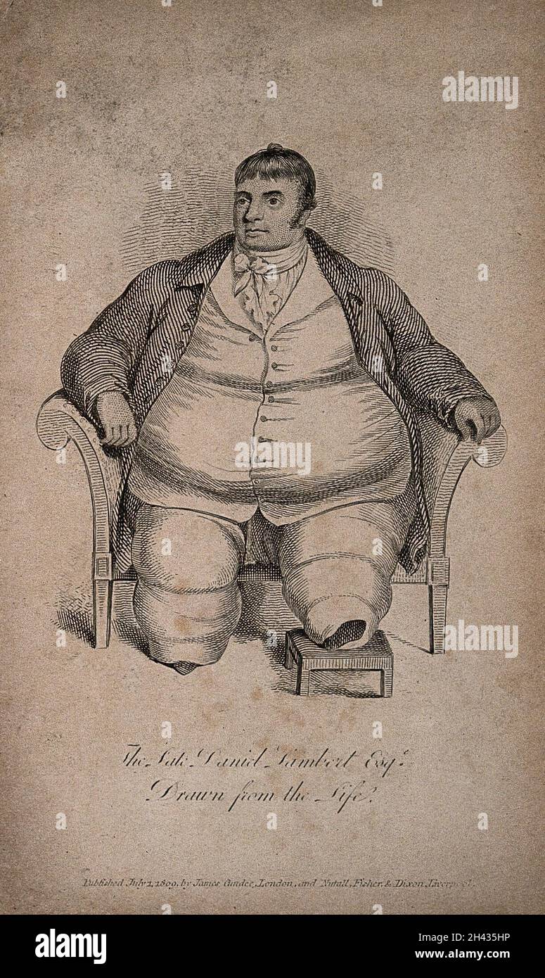 Daniel Lambert, a very large man. Engraving, 1809 Stock Photo - Alamy