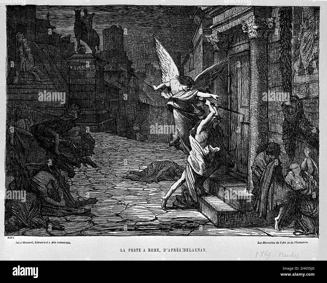 The angel of death striking a door during the plague of Rome ...