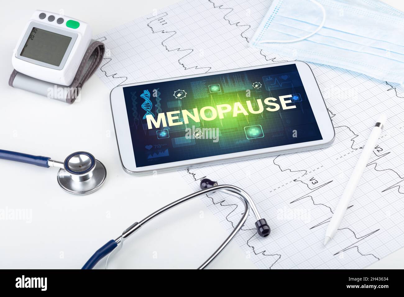 Tablet pc and medical stuff Stock Photo - Alamy
