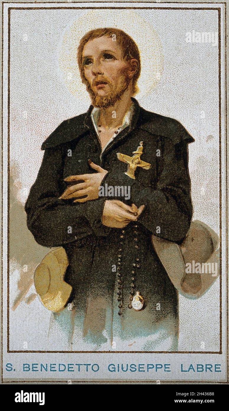Saint Benedict Joseph Labre. Colour lithograph Stock Photo - Alamy