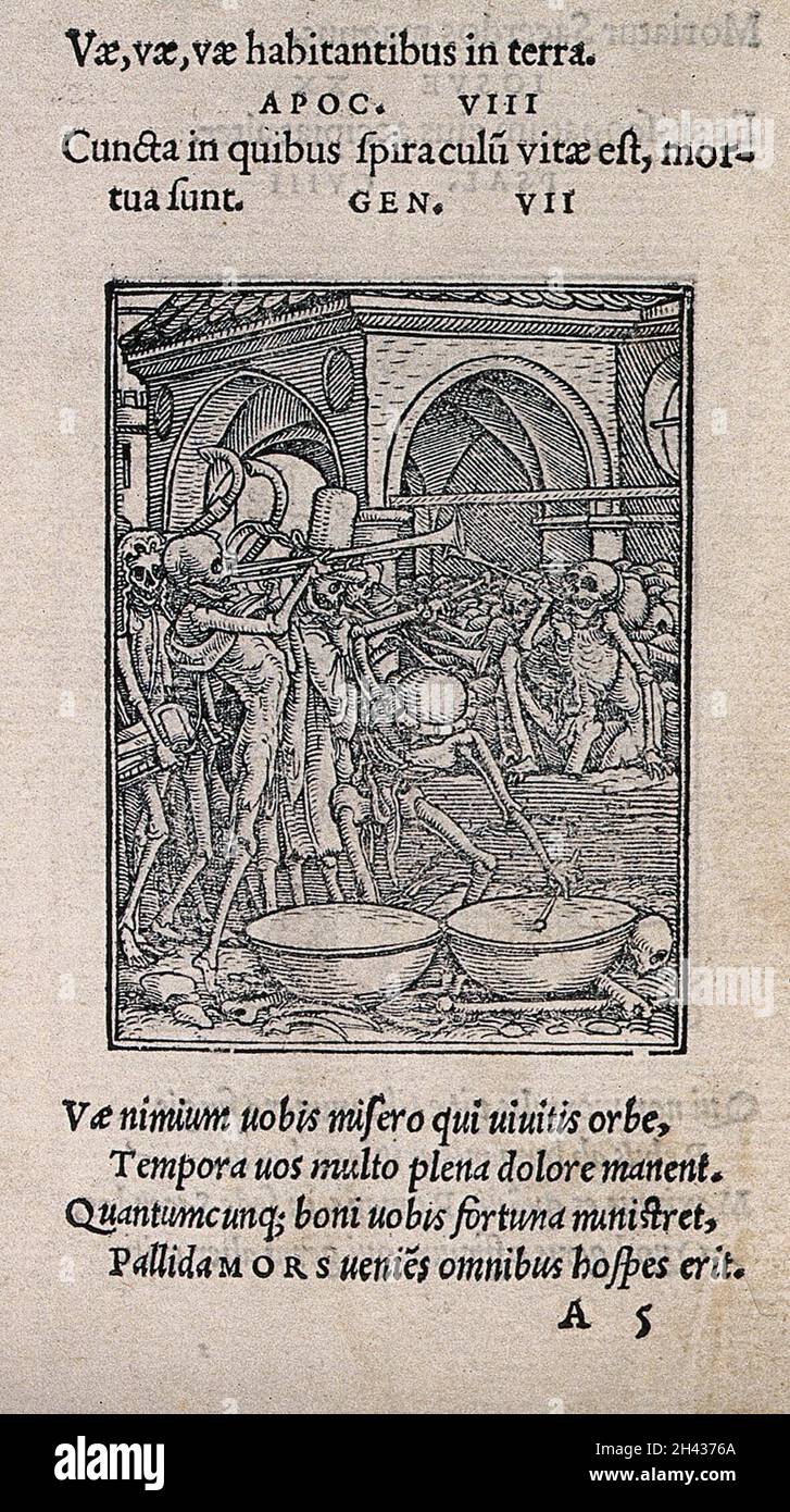 The dance of death: bones of all men. Woodcut by Hans Holbein the ...