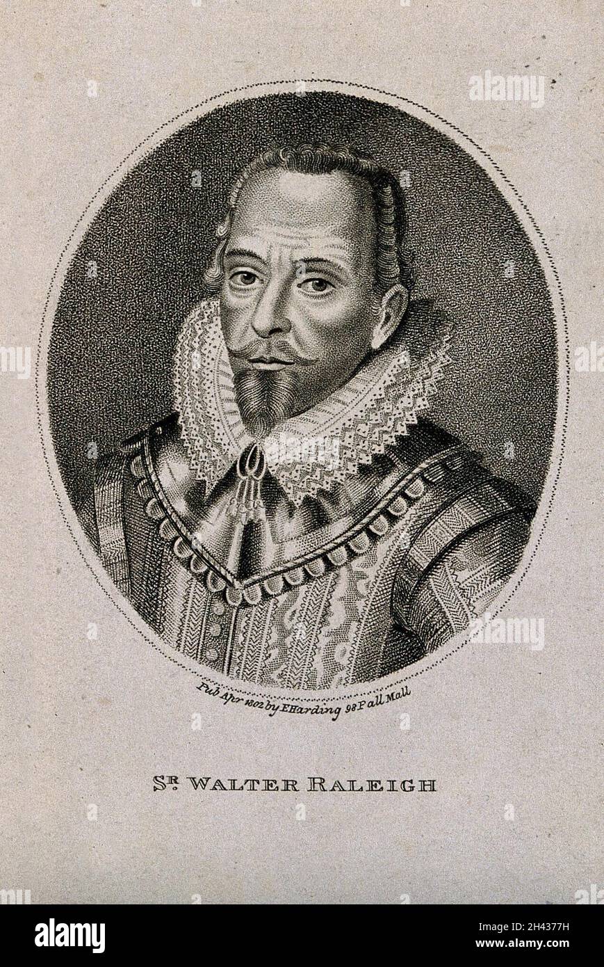 Sir Walter Raleigh. Stipple engraving, 1802 Stock Photo - Alamy