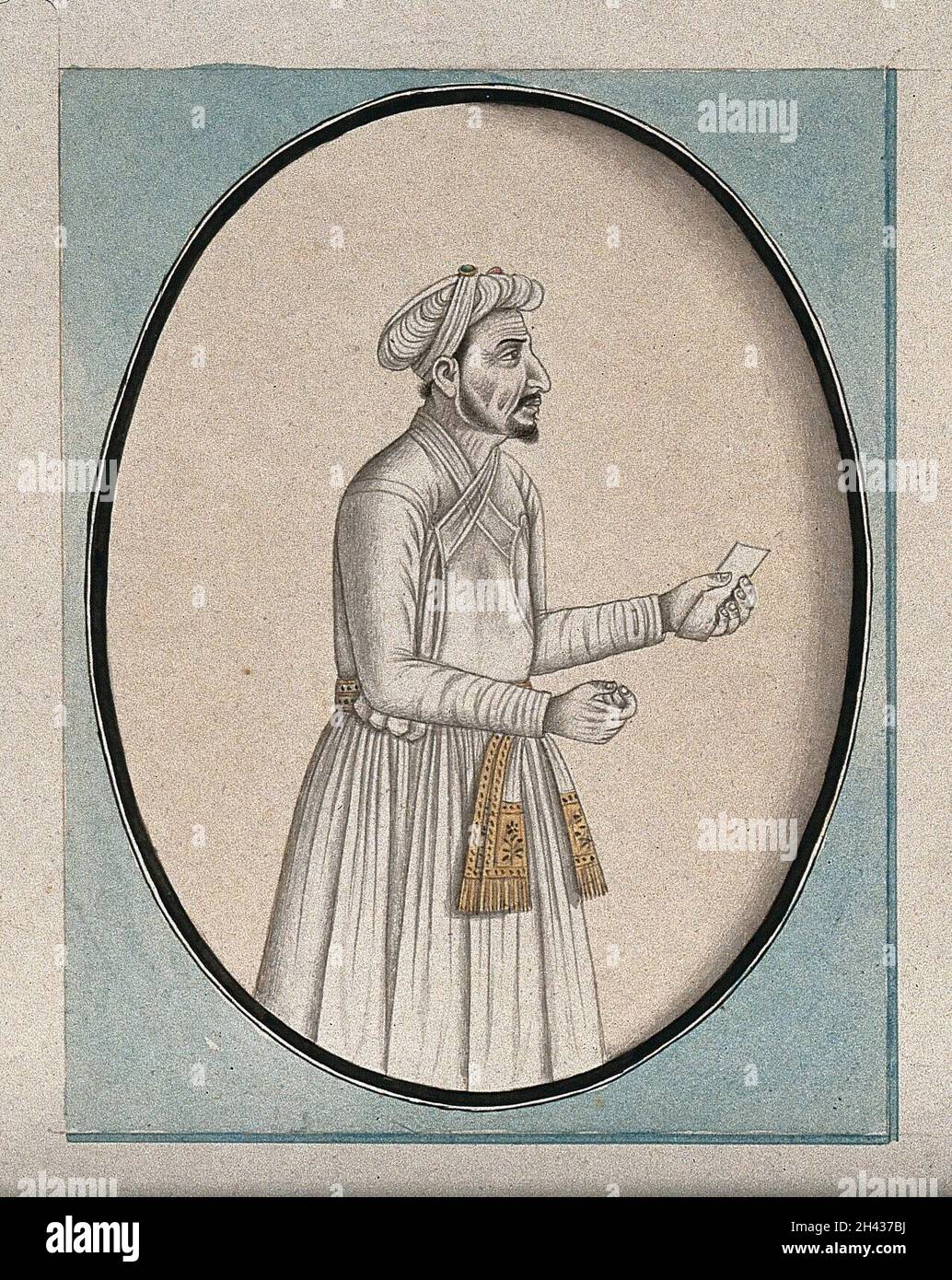 A Mughal courtier. Watercolour drawing by an Indian artist Stock Photo ...