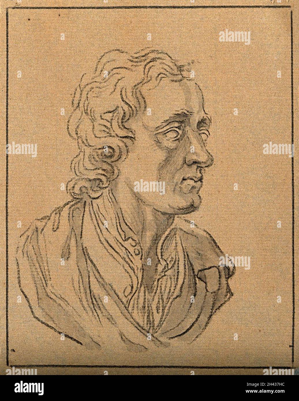 John Locke: perspective of a bust. Drawing, c. 1789, after D.N ...