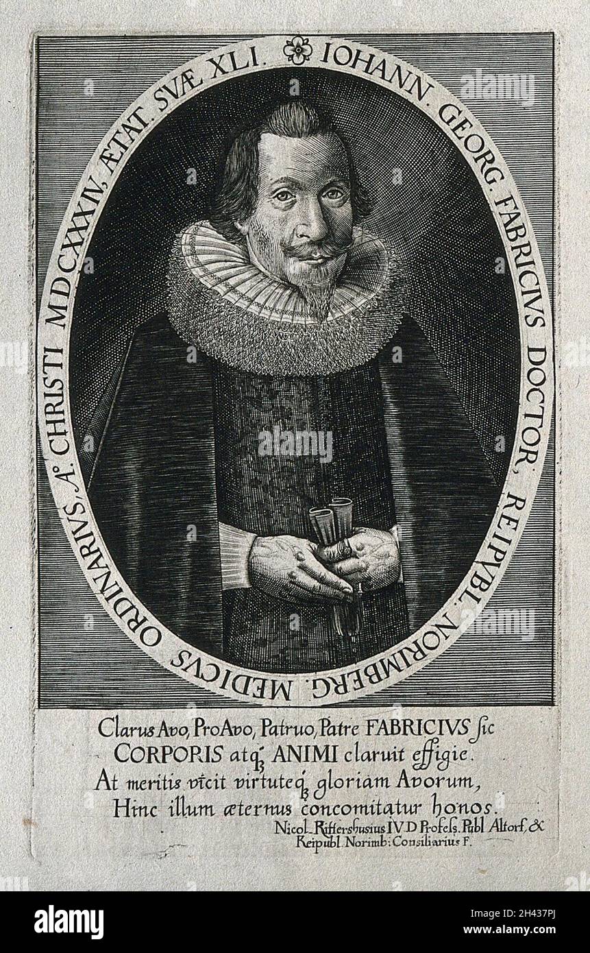 Johann Georg Fabricius. Line engraving by J. Pfann Stock Photo - Alamy