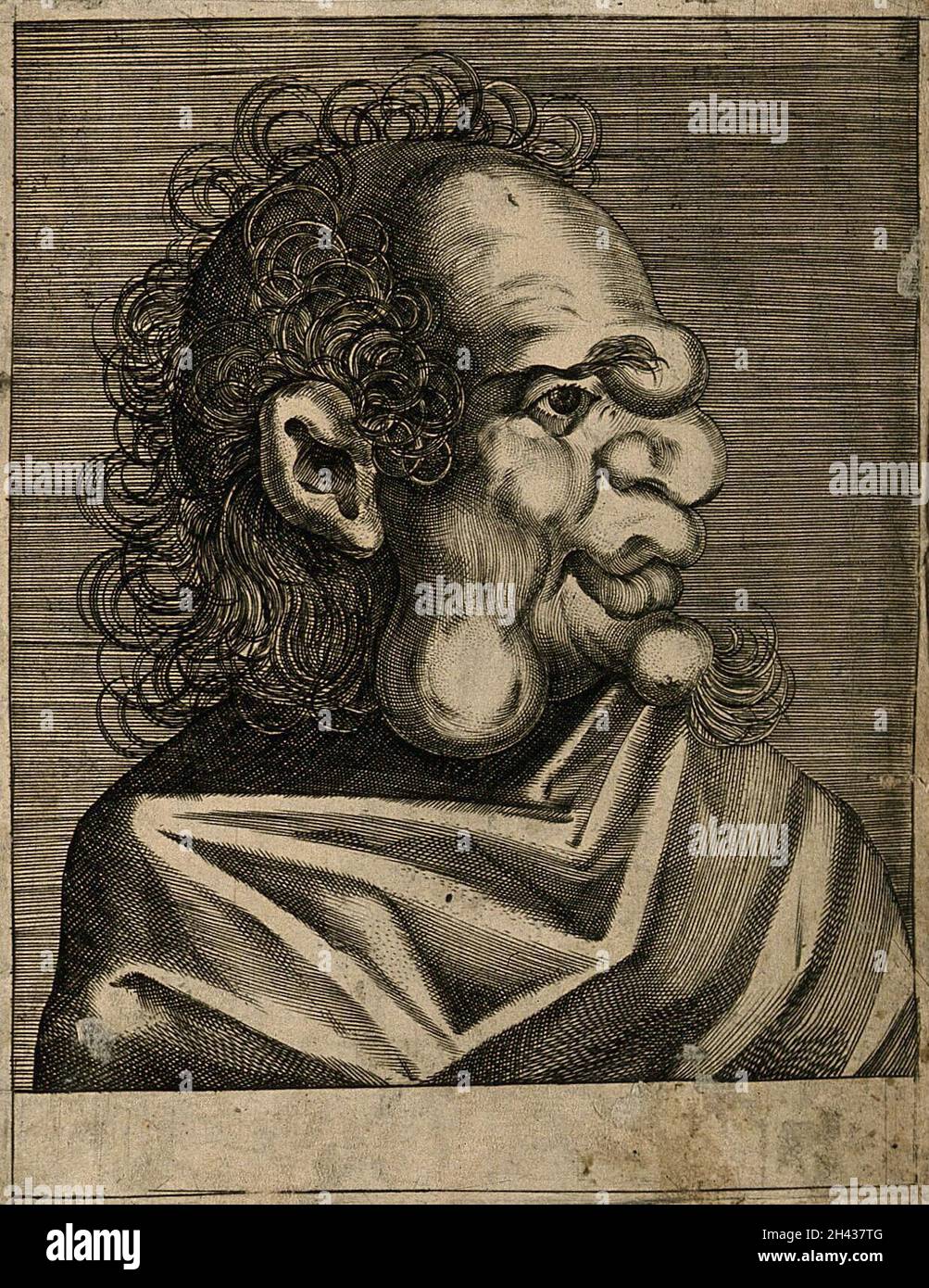 A character with a grotesque face. Line engraving Stock Photo - Alamy