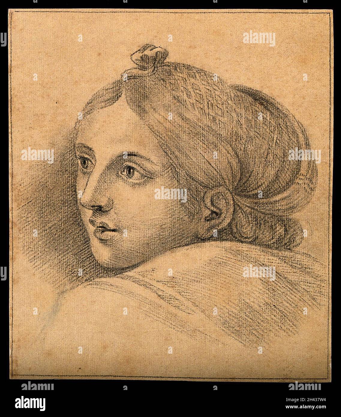 A woman's head, expressing attention, desire and hope. Drawing, c. 1788 ...