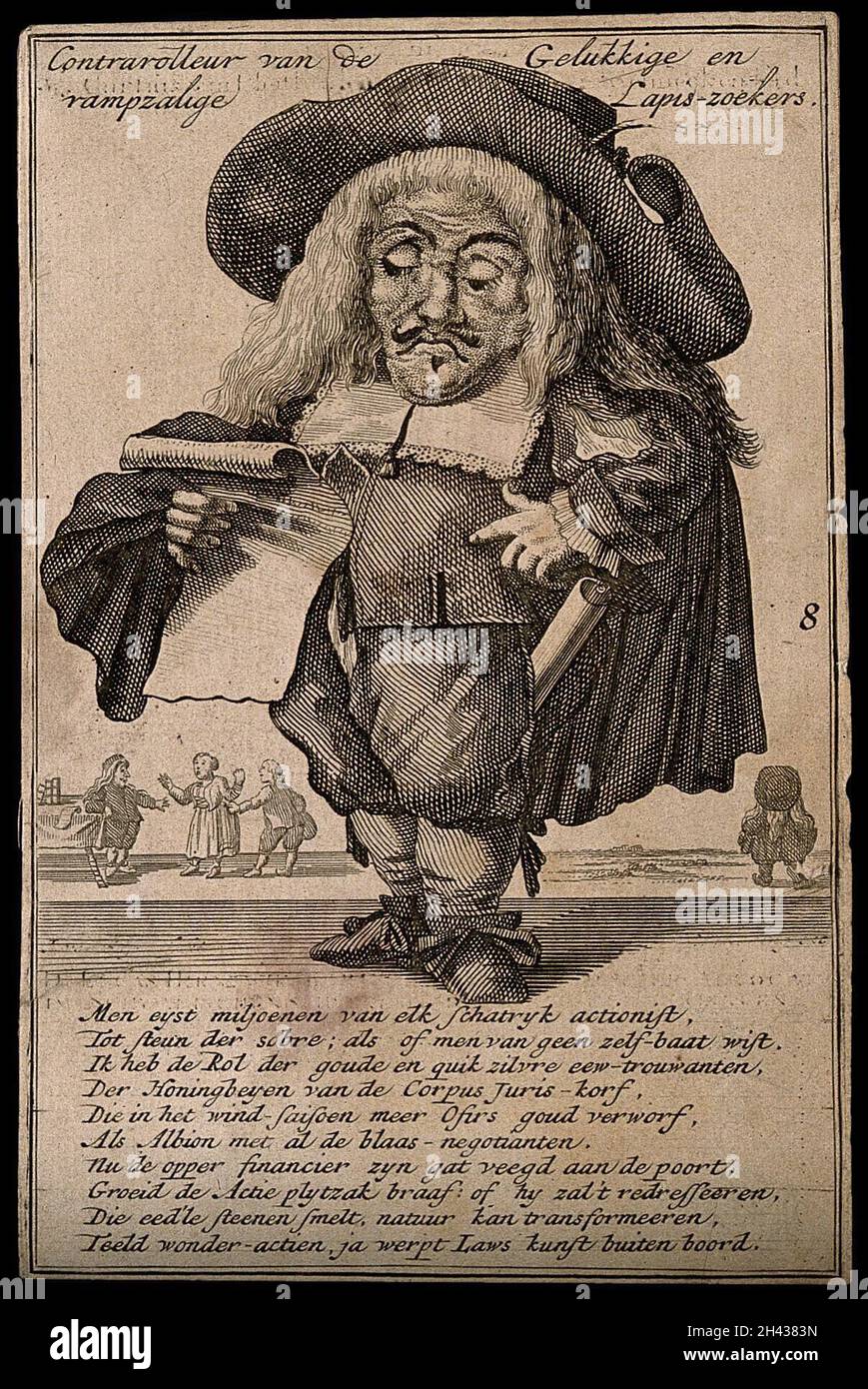 A dwarf reading. Engraving, 1720 Stock Photo - Alamy