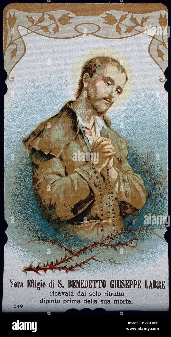Saint Benedict Joseph Labre. Colour lithograph Stock Photo - Alamy