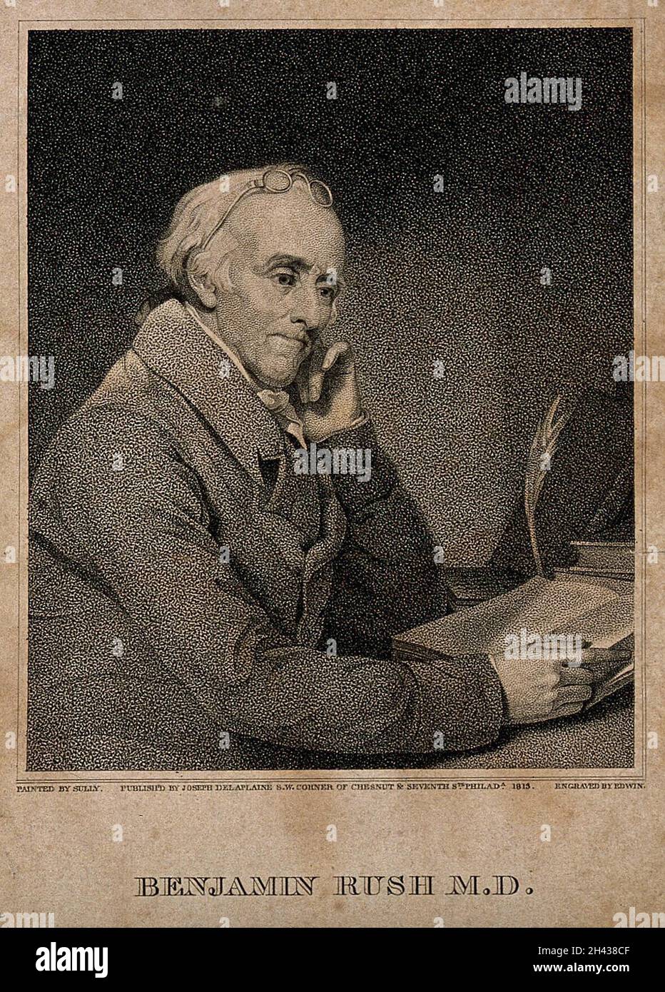 Benjamin Rush. Stipple engraving by Edwin, 1813, after T. Sully Stock ...