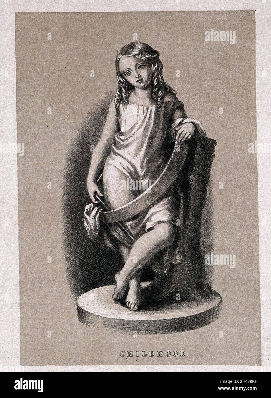 A young female child standing on a pedestal. Lithograph, 1851, by ...