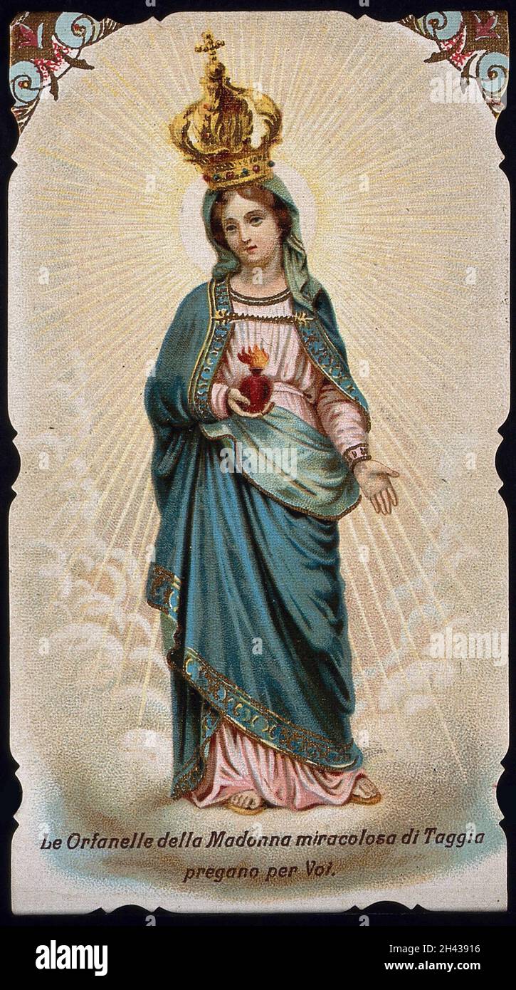 Saint Mary (the Blessed Virgin). Colour photogravure, 1920 Stock Photo ...