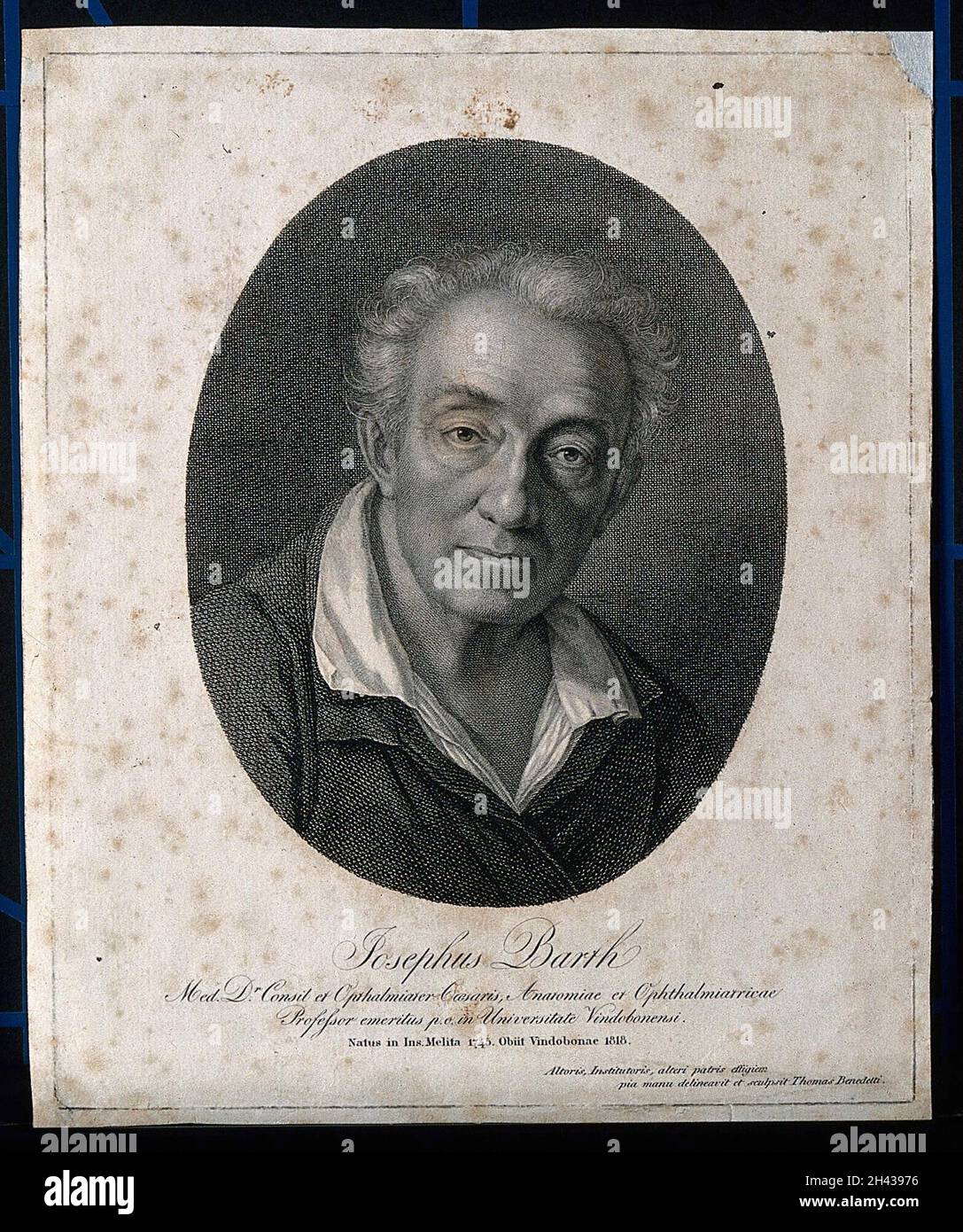 Joseph Barth. Line engraving by T. Benedetti after himself Stock Photo ...