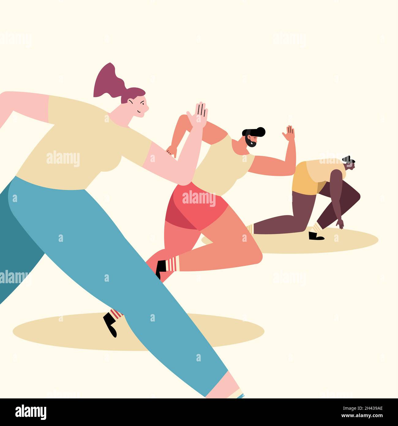 Three sprinters runners Stock Vector Images - Alamy