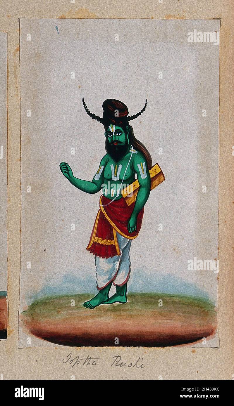 A rishi (Hindu teacher of mystical knowledge) with 'Vishnu' marks on ...