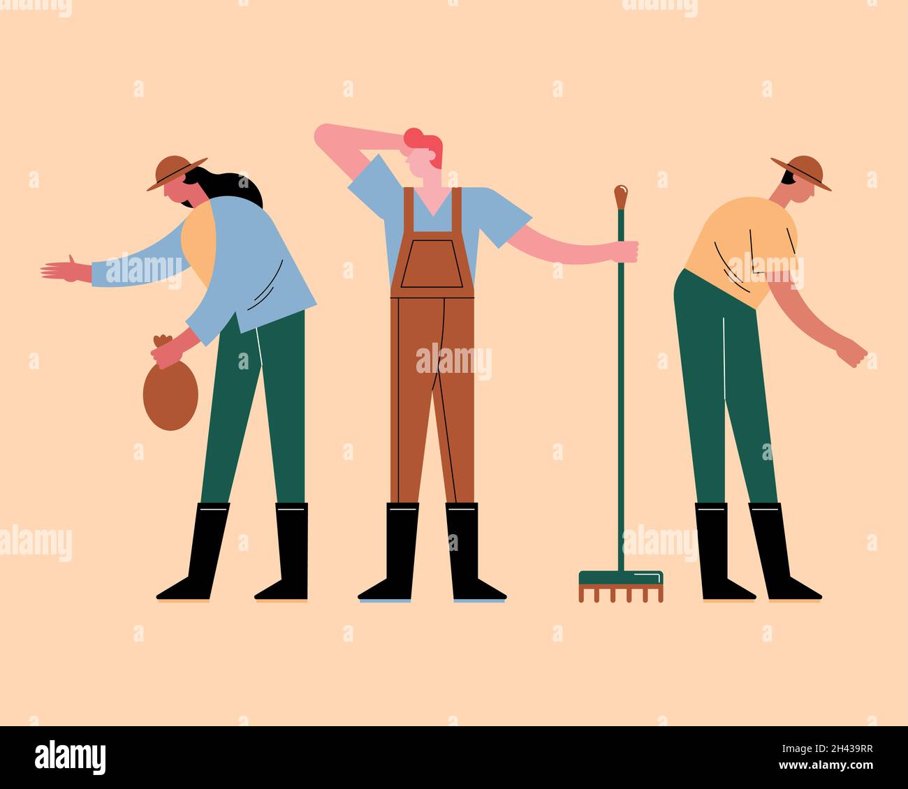 Group farm workers Stock Vector Images - Alamy