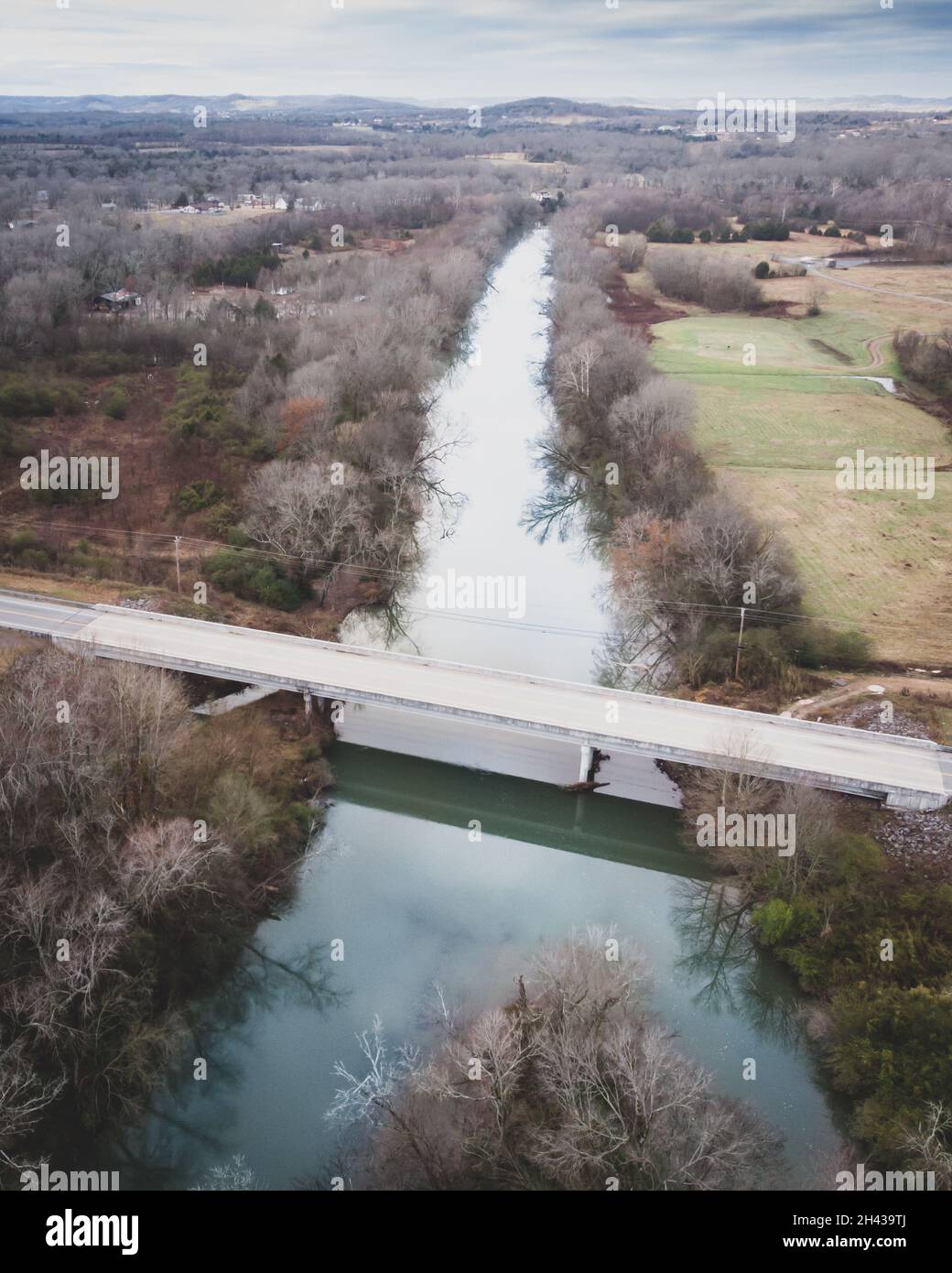 An aerial view of a bridge over the river Stock Photo - Alamy