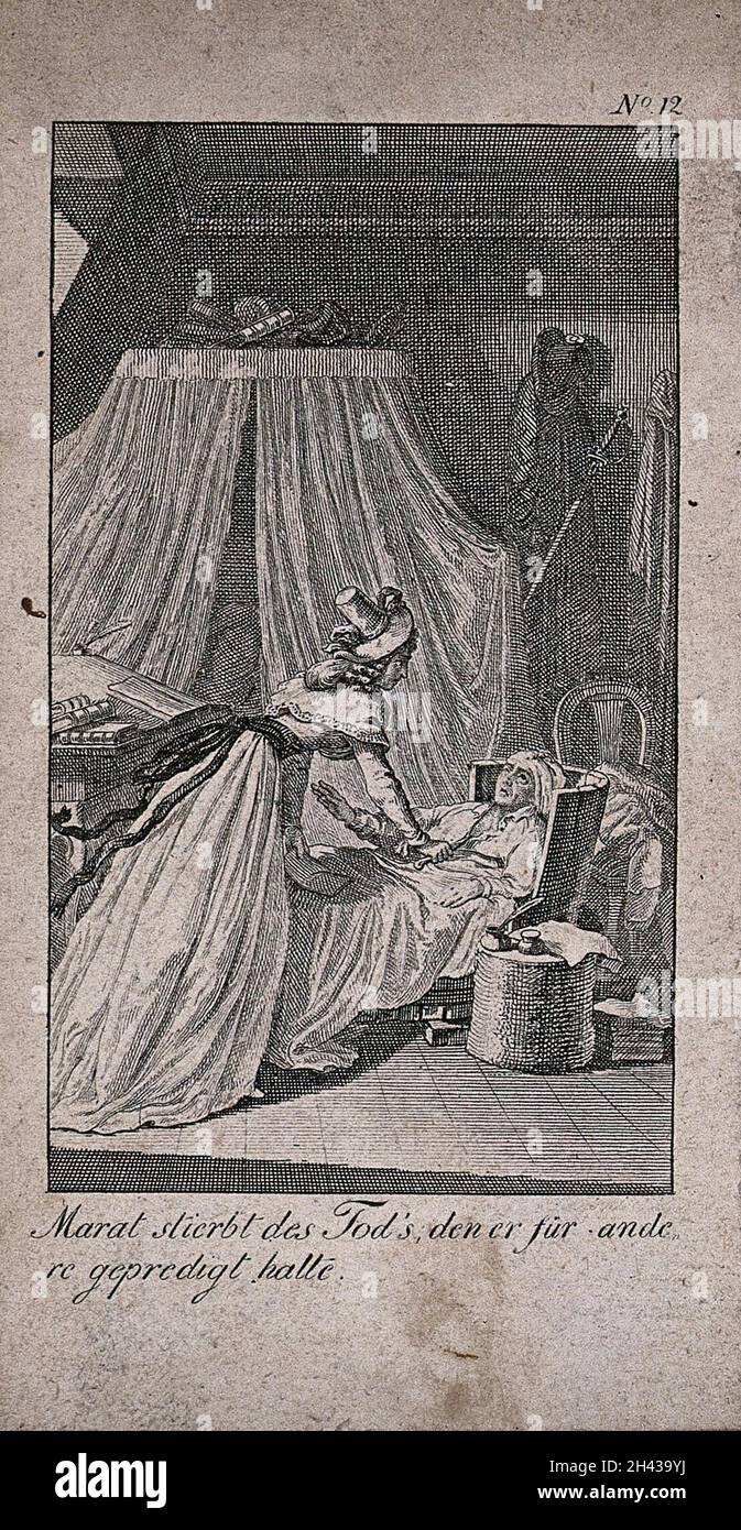 The assassination of Jean Paul Marat: Charlotte Corday is about to stab ...