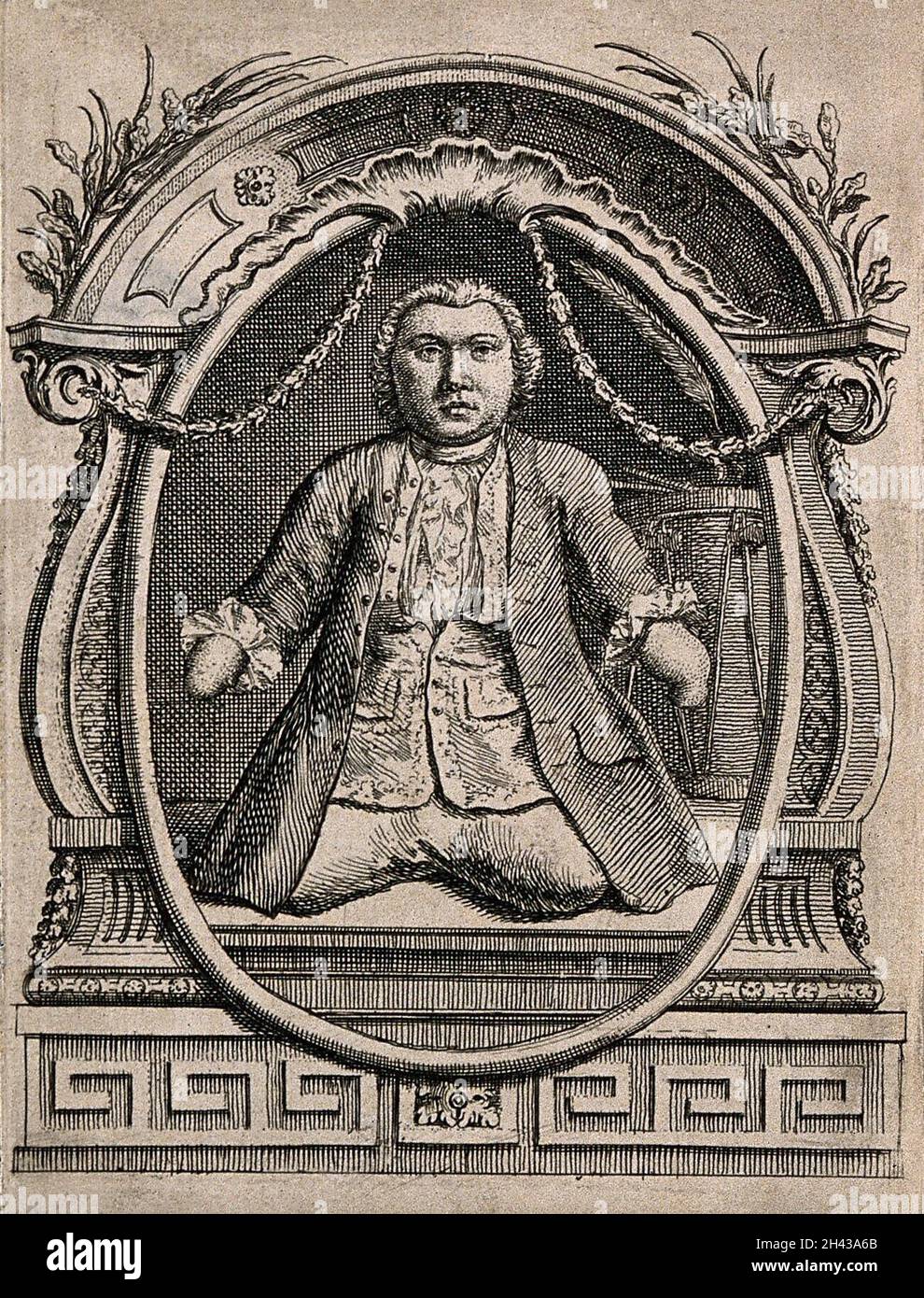 Matthias Buchinger, a phocomelic man. Etching Stock Photo - Alamy