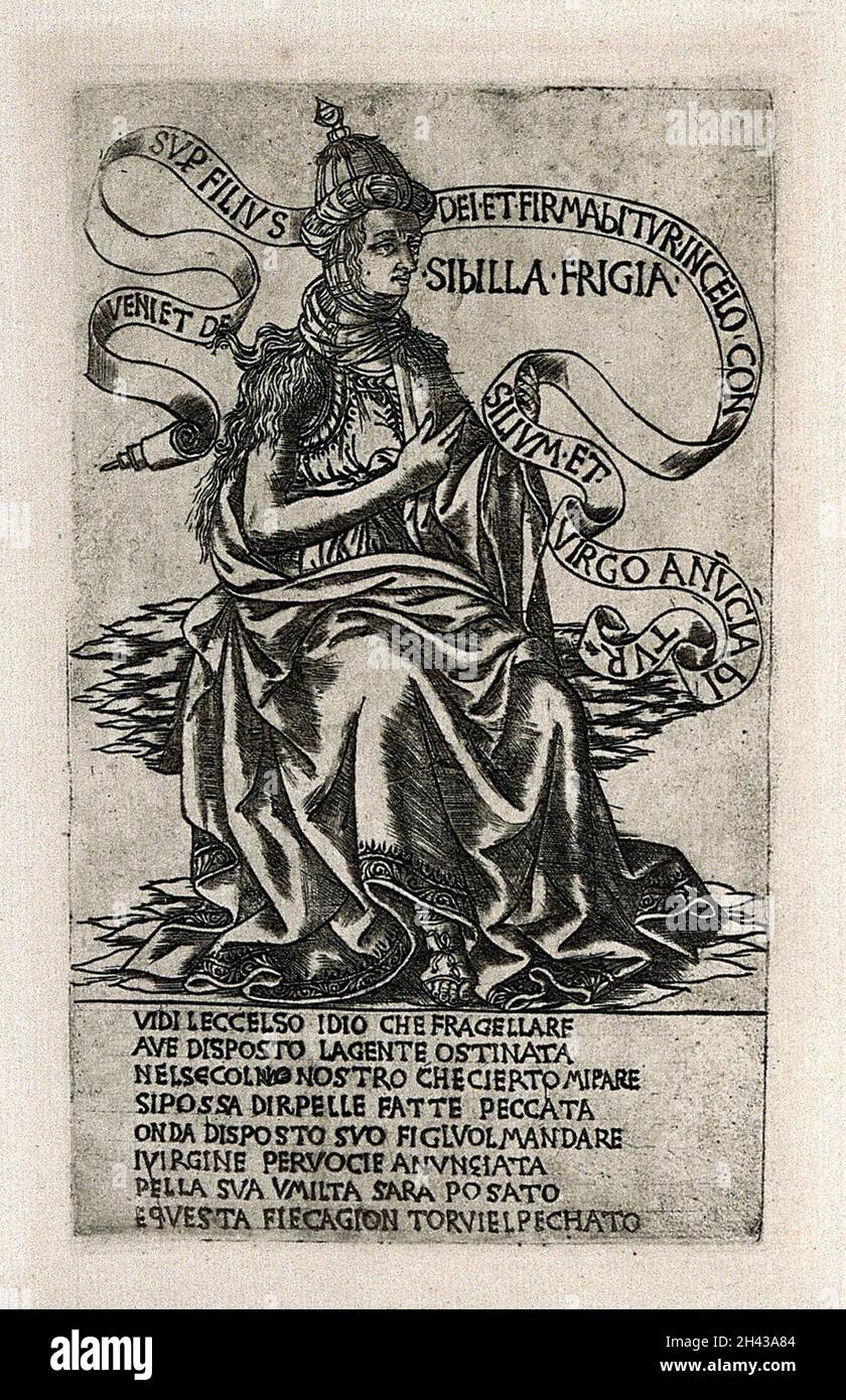 The Phrygian sibyl. Reproduction of an engraving by B. Baldini, ca ...