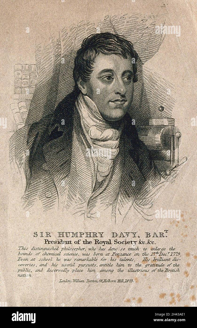 Sir Humphry Davy. Stipple engraving, 1823 Stock Photo - Alamy