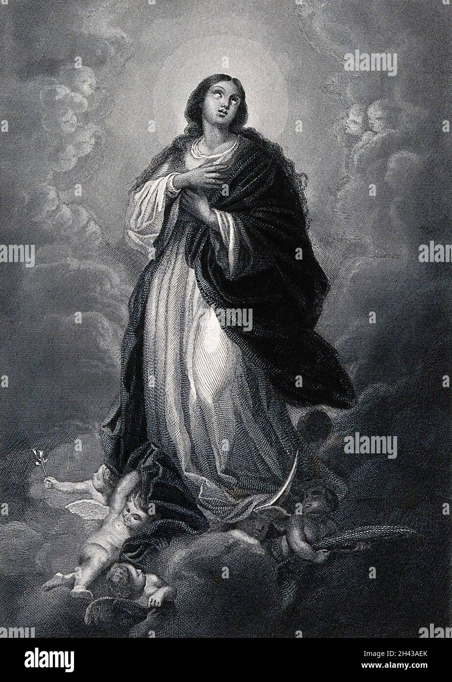 Saint Mary (the Blessed Virgin). Engraving by C.P.A. Carey after B.E ...