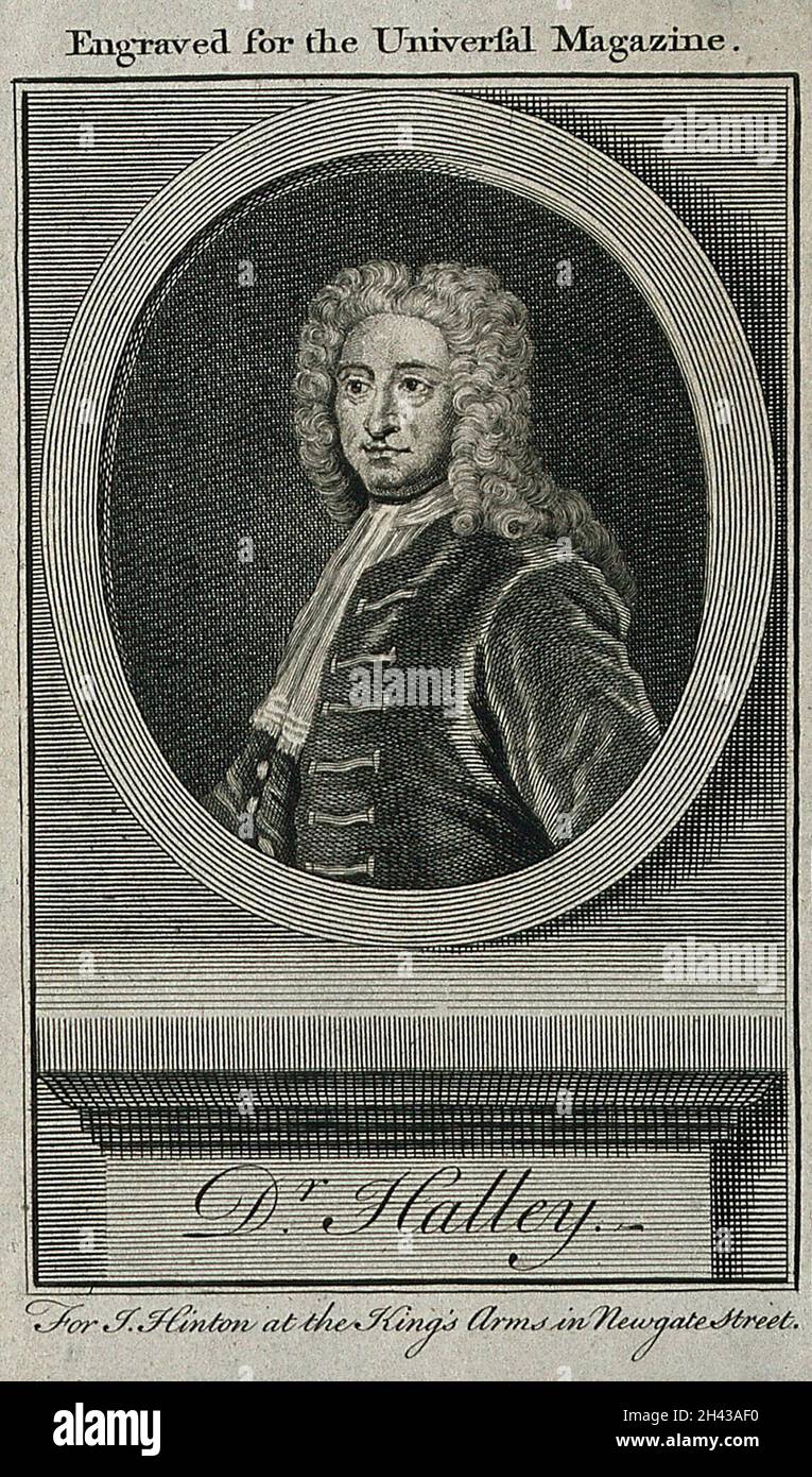 Edmund Halley. Line engraving after G. White after Sir G. Kneller Stock ...